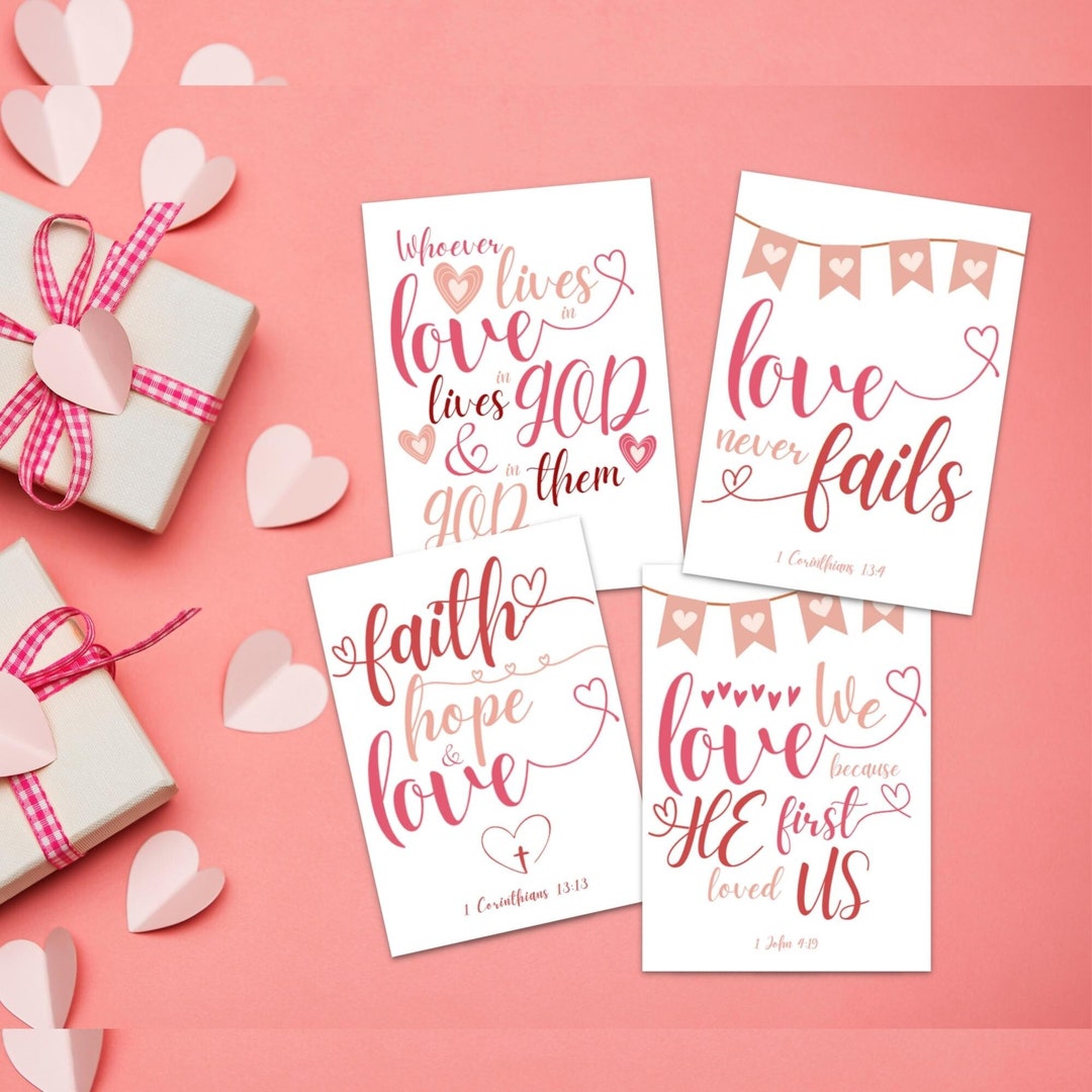 Scripture Valentine Cards: Christian Bible Verse Printables (digital ...