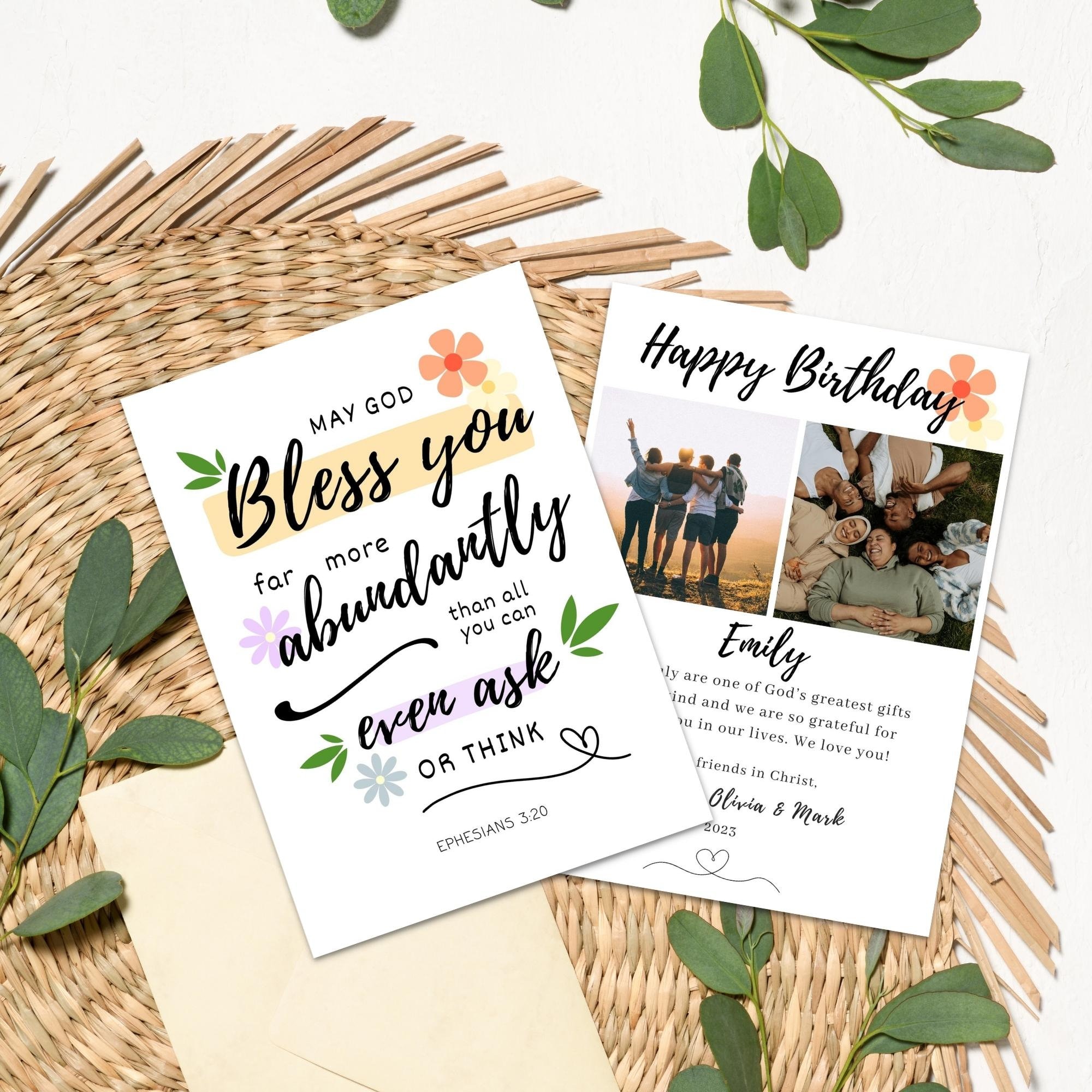 Christian Birthday Card With Photo: Editable Scripture Verse (digital ...