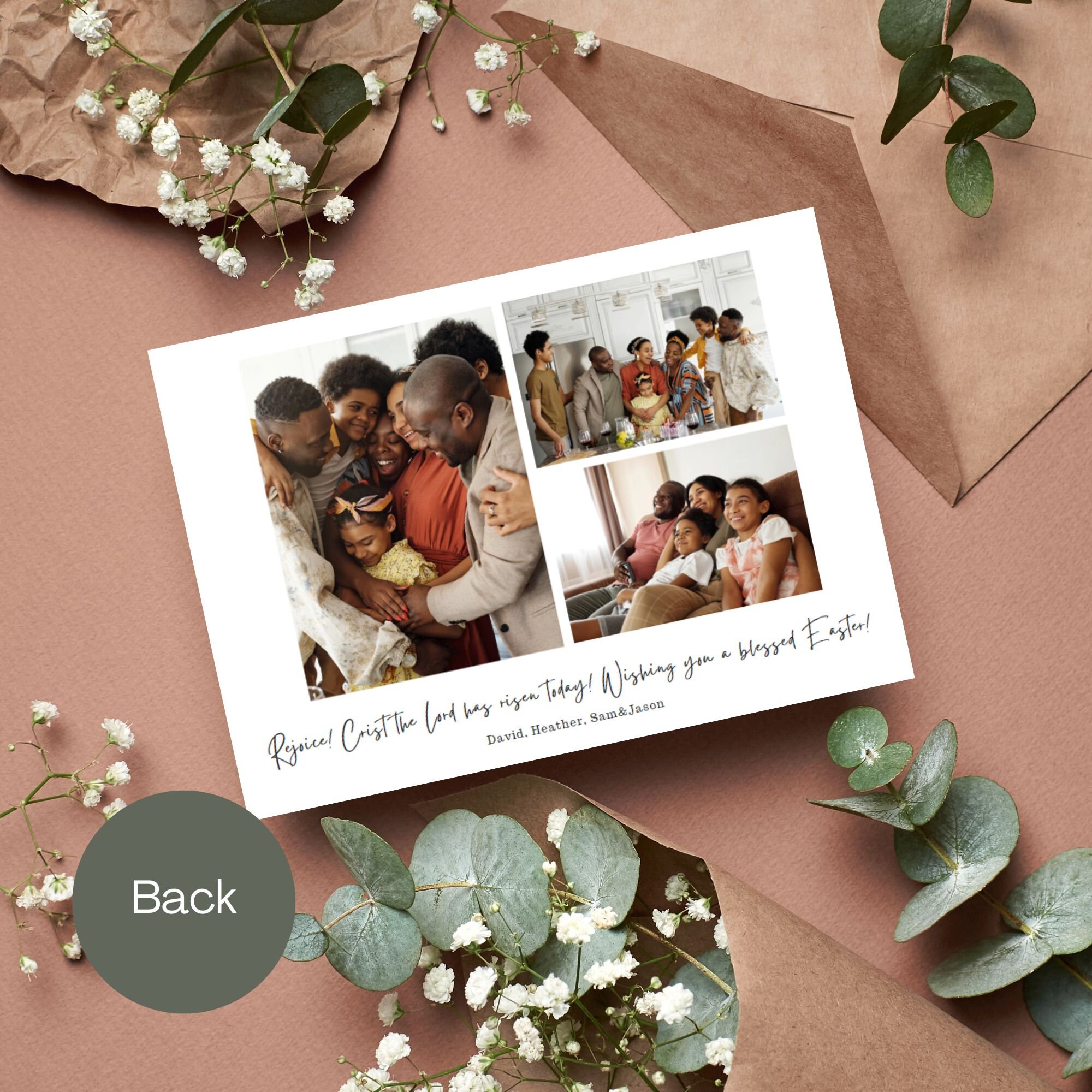 Printable Easter Family Card With Photo, Editable Easter Greeting Card ...