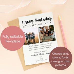 Christian Birthday Card Template: Editable Photo Card (digital Download ...