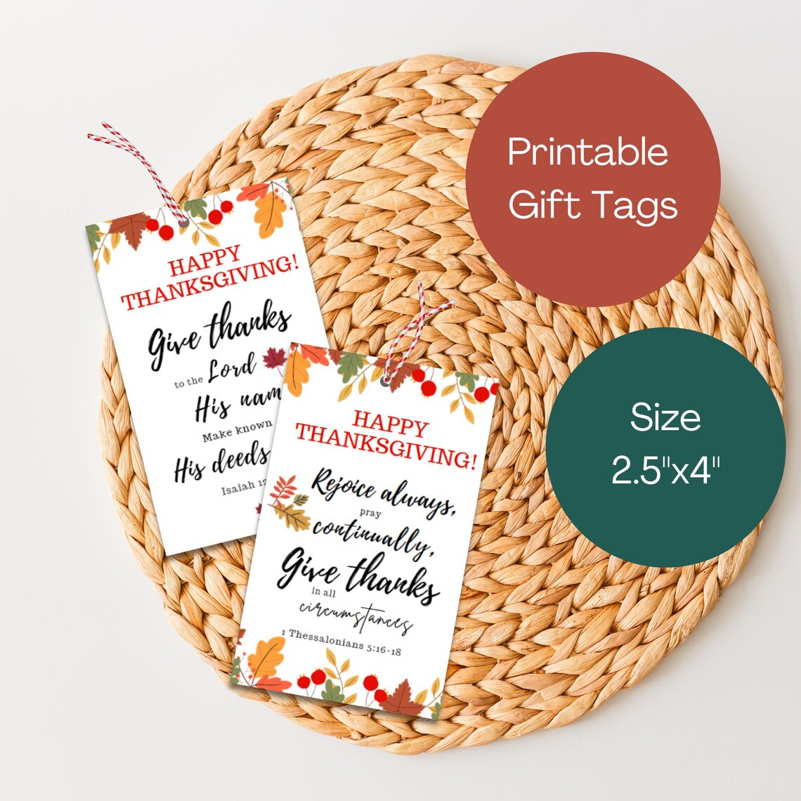 Scripture Thanksgiving Gift Tags: Christian Bible Verse (PDF Download ...