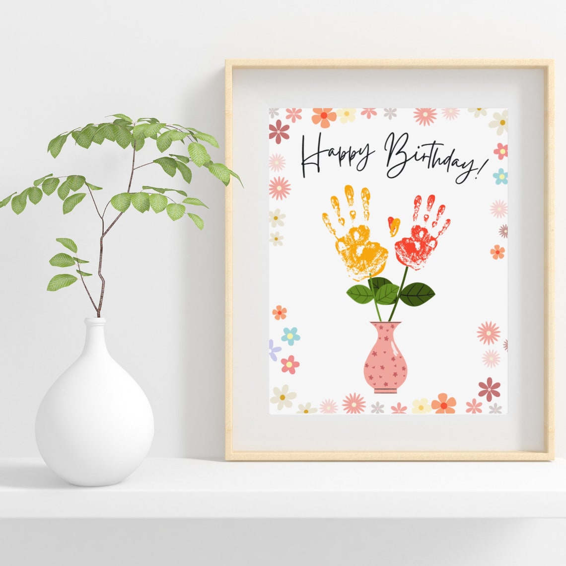 Printable Happy Birthday Handprint Craft, Handmade Birthday Craft for ...
