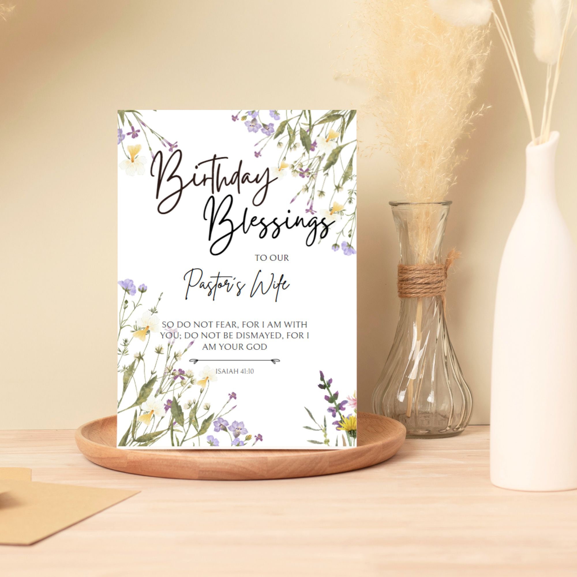 Printable Birthday Card for Pastor's Wife, Scripture Birthday Card for ...