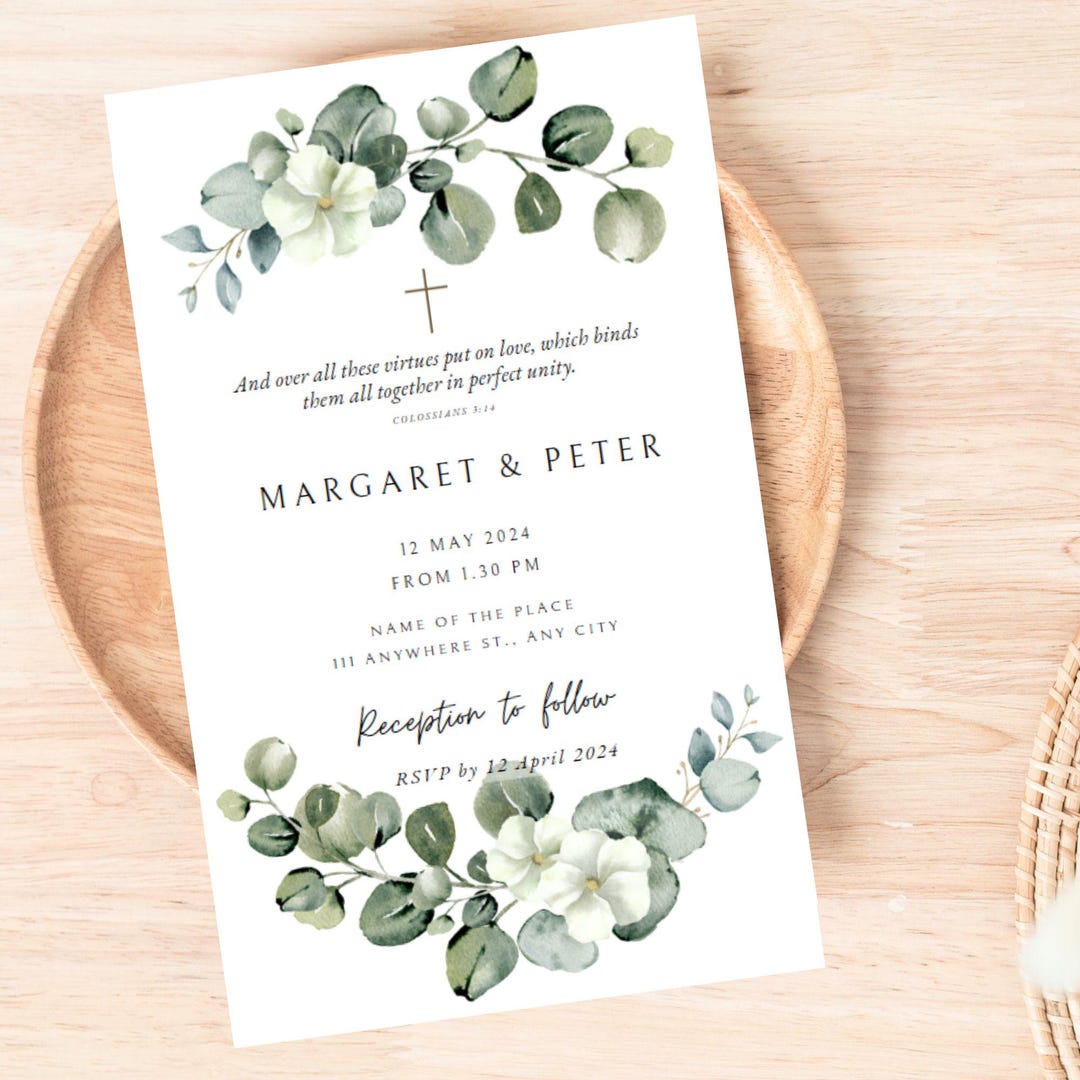 Editable Christian Wedding Invitation Template: Bible Verse (canva, Instant Download) - Etsy