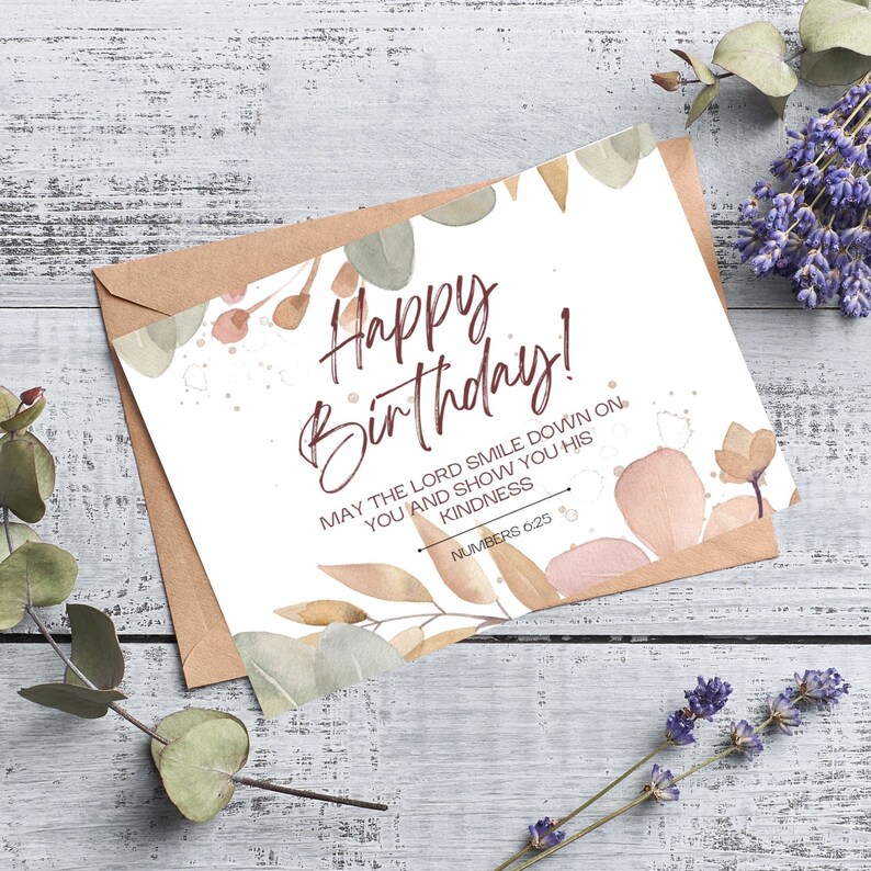 Printable Scripture Birthday Cards: Floral Christian Verse (digital ...