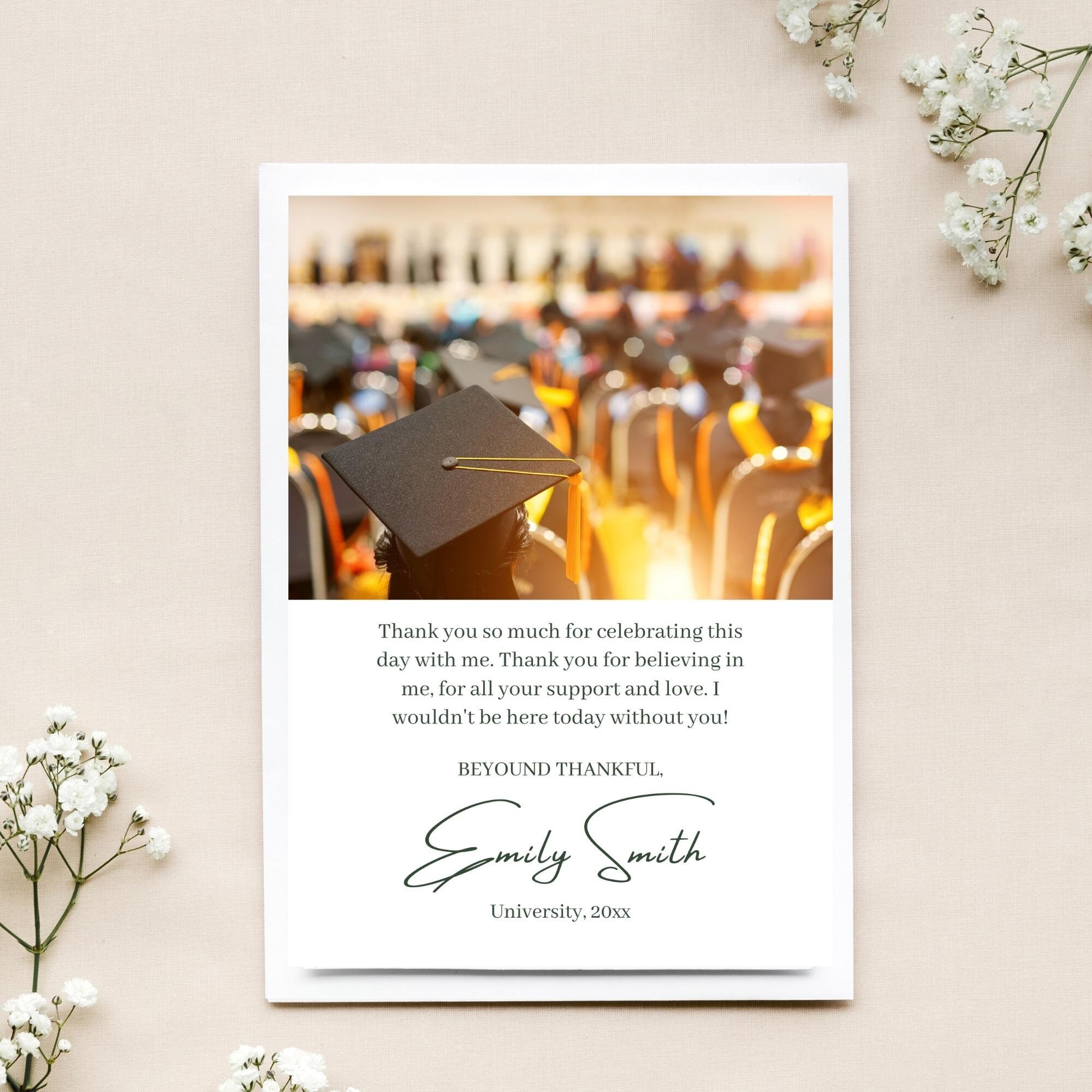 Graduation Thank You Card Template, Personalized Graduation Card With ...