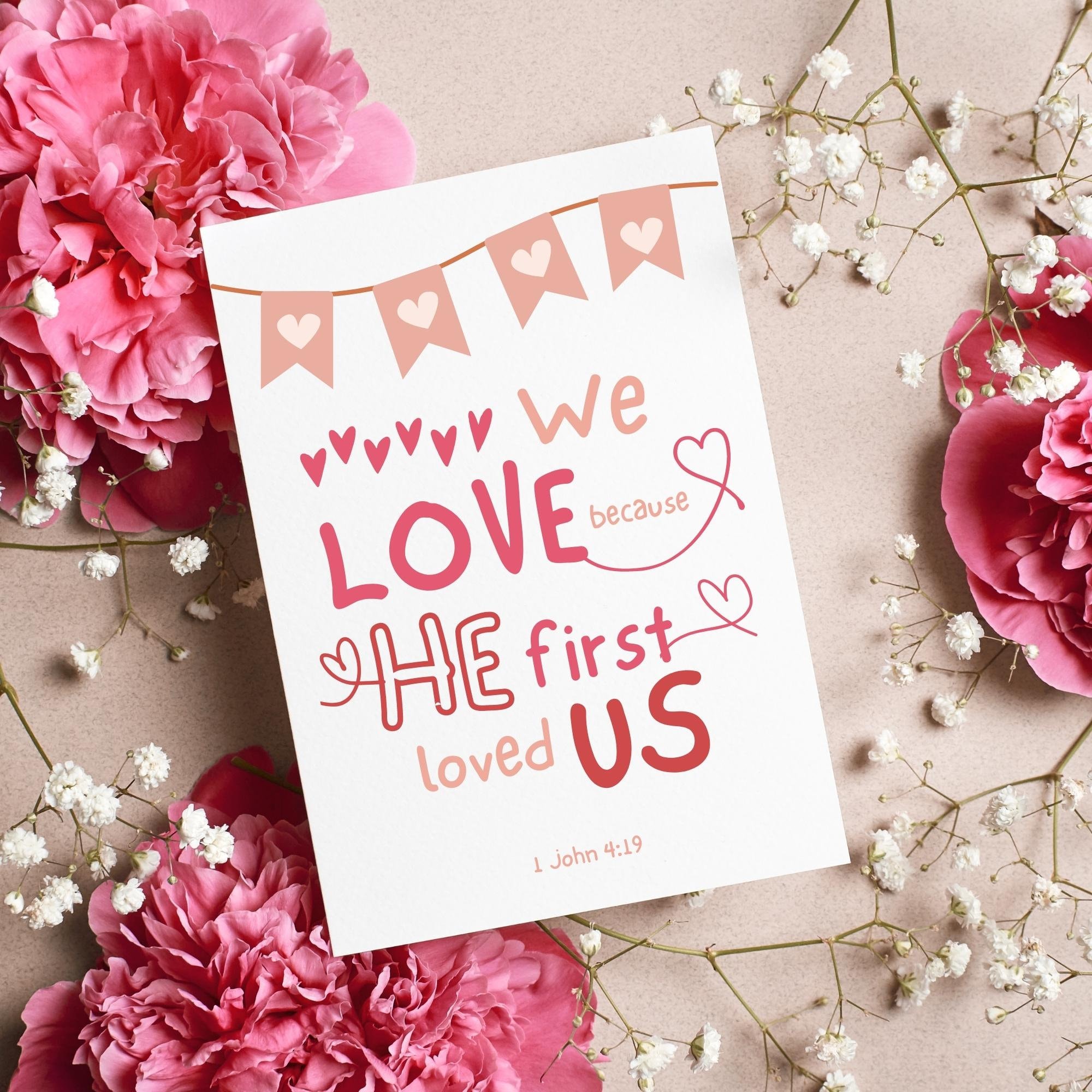 Printable Scripture Valentine Cards, Set of 5 Christian Valentine Cards ...