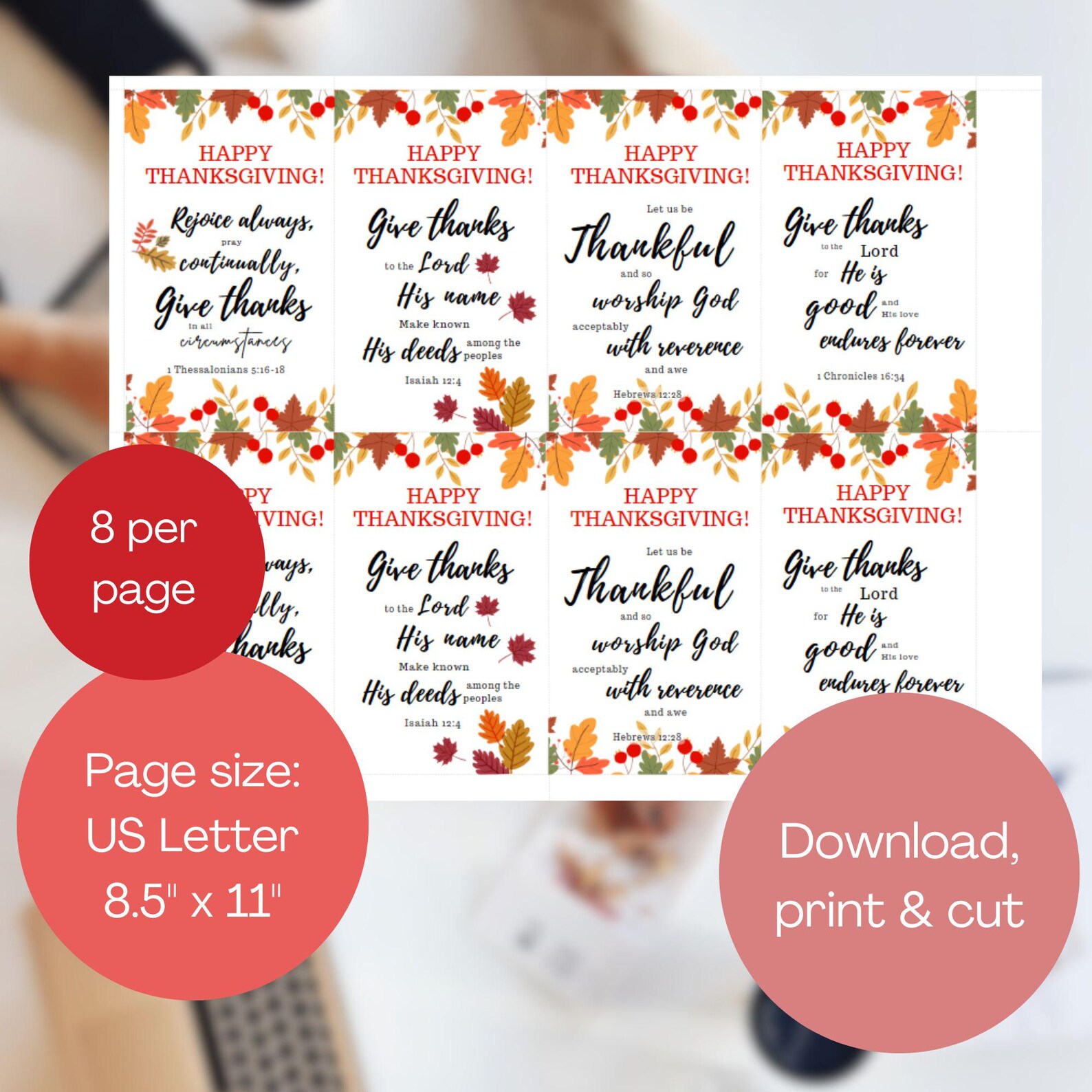 Scripture Thanksgiving Gift Tags: Christian Bible Verse (PDF Download ...