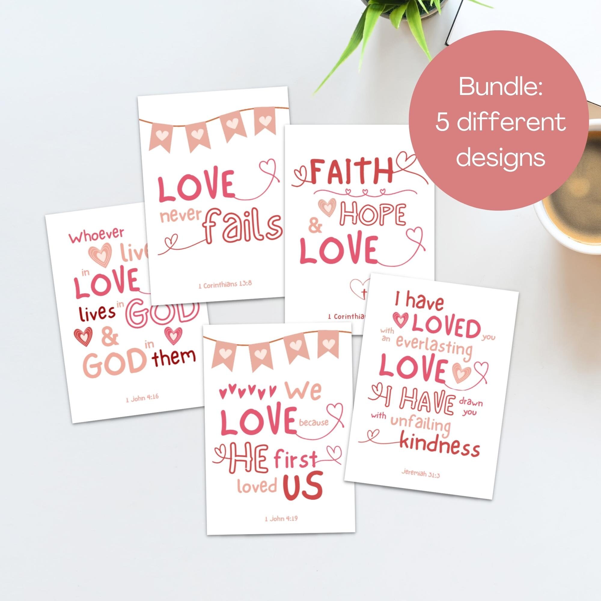 Printable Scripture Valentine Cards Set of 5 Christian - Etsy