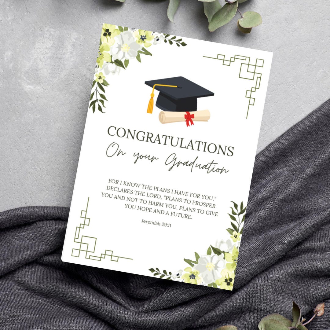Printable Graduation Card Congratulations, Bible Verse Christian ...
