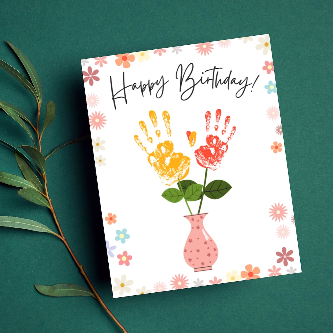 Printable Happy Birthday Handprint Craft, Handmade Birthday Craft for ...