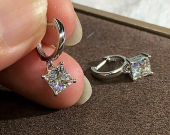 Diamond Princess Cut Earrings - Etsy
