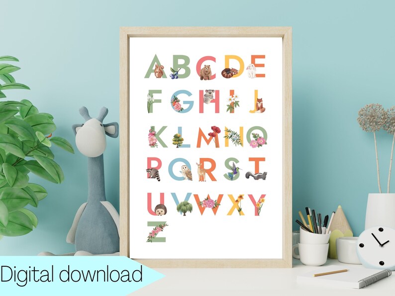 Woodland Alphabet Digital Download Printable Quote Wall Art - Etsy