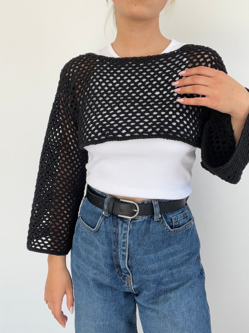 Crochet Mesh Top Pattern Mesh Sweater Crop Sweater Mesh Etsy