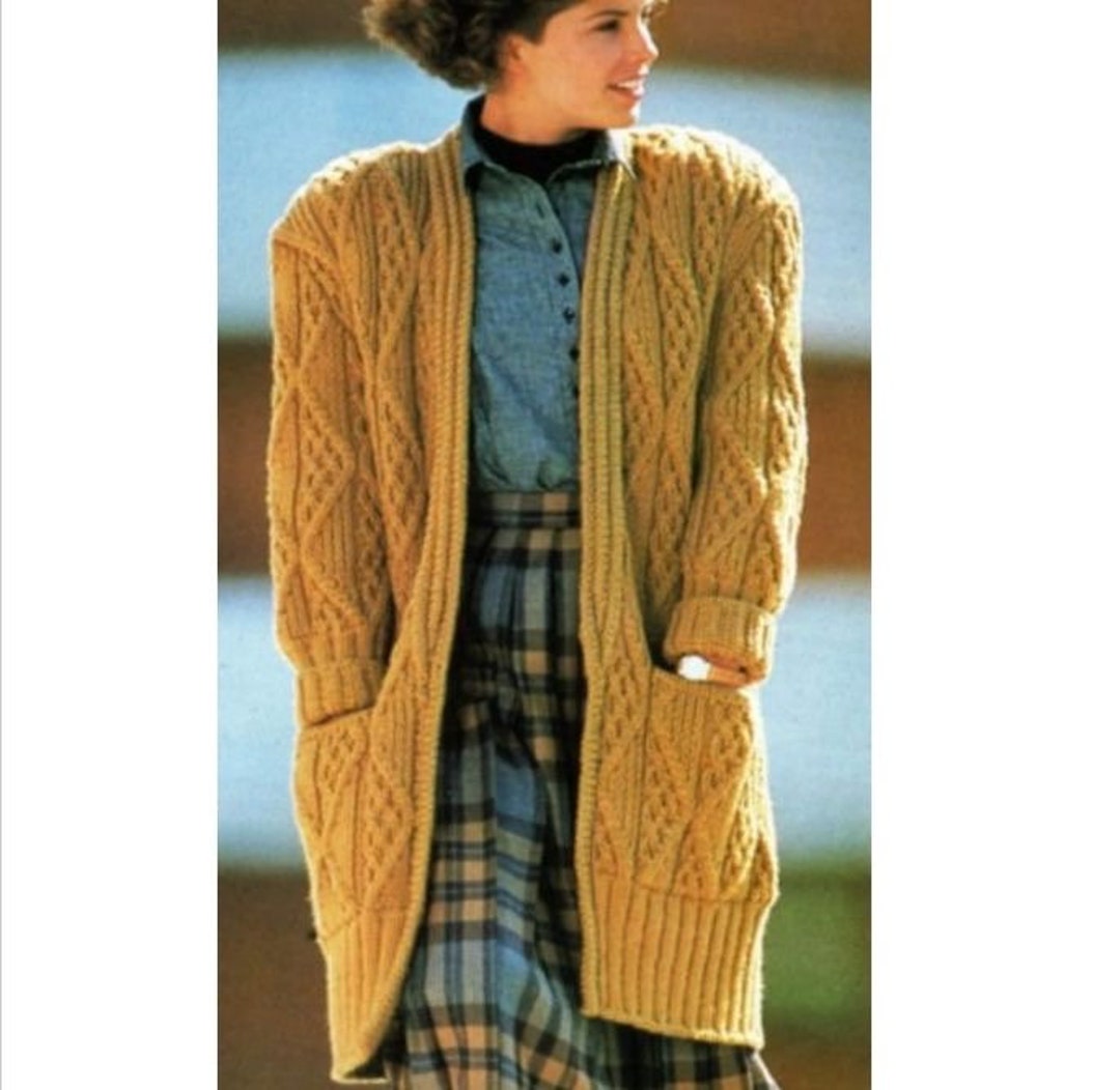 Cardigan Knitting Pattern, Long Cardigan Knitting Pattern, Aran ...