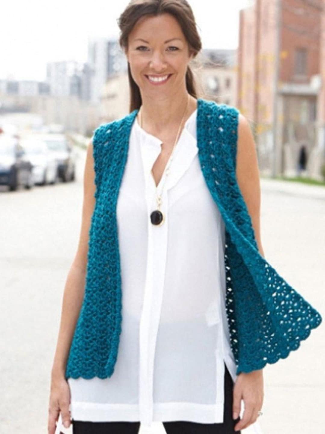 Crochet Pattern Vest Top , Vintage Crochet Pattern Sleeveless Vest ...