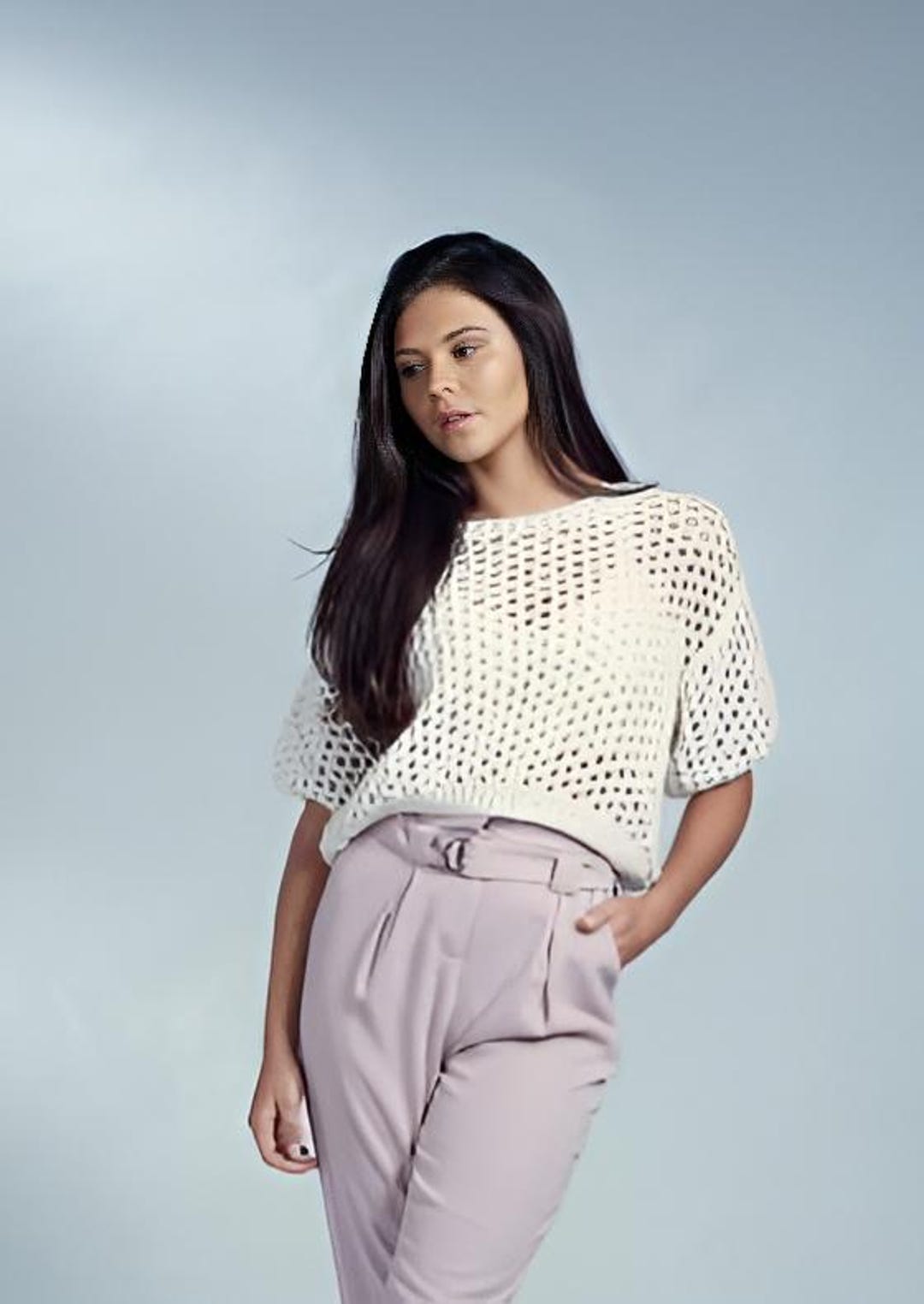 Mesh Top Knitting Pattern, Short Sleeve Sweater, Summer Sweater Pattern ...