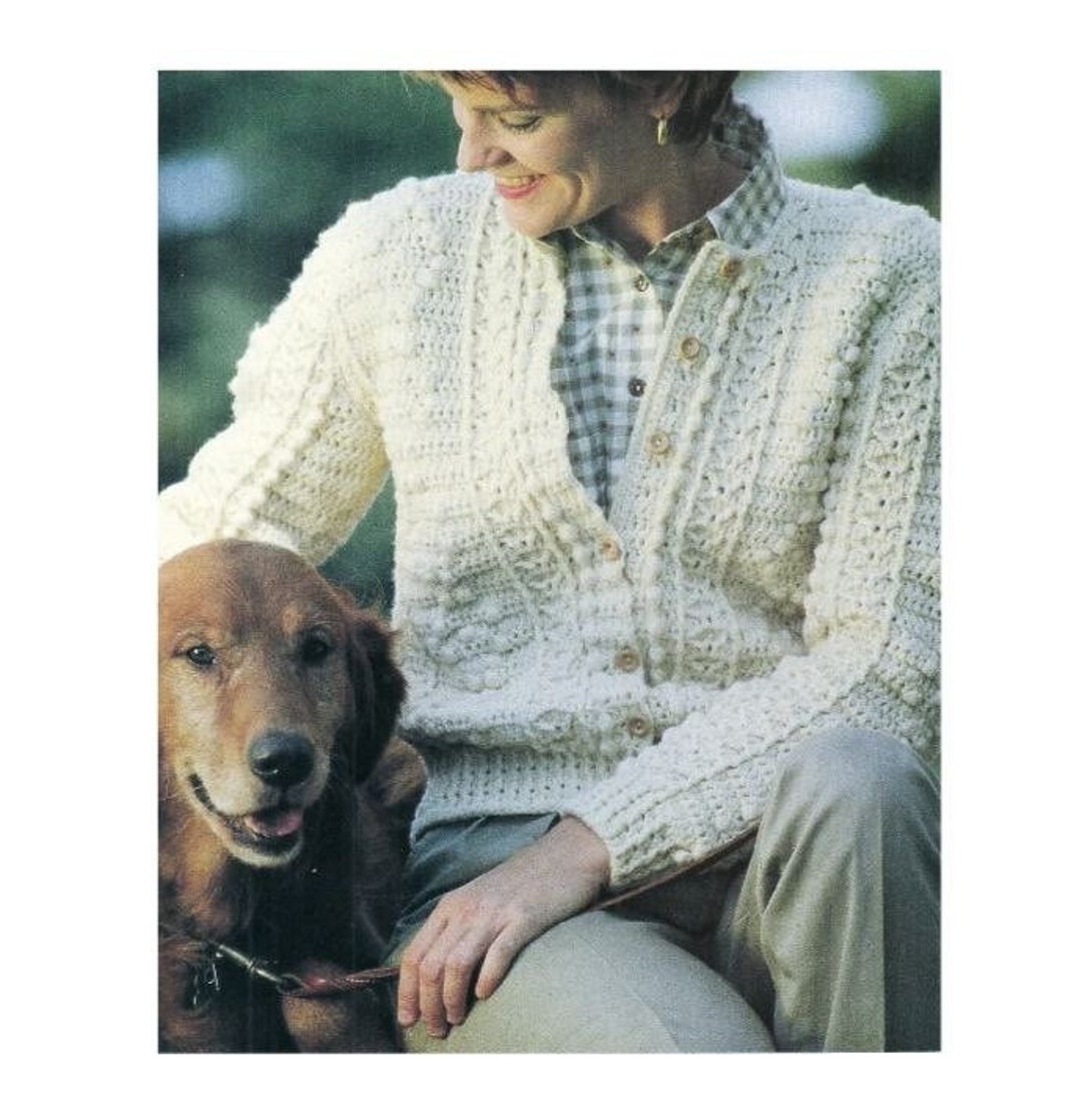 Aran Cardigan Crochet Pattern, Women Cardigan Crochet, Aran Cardigan ...