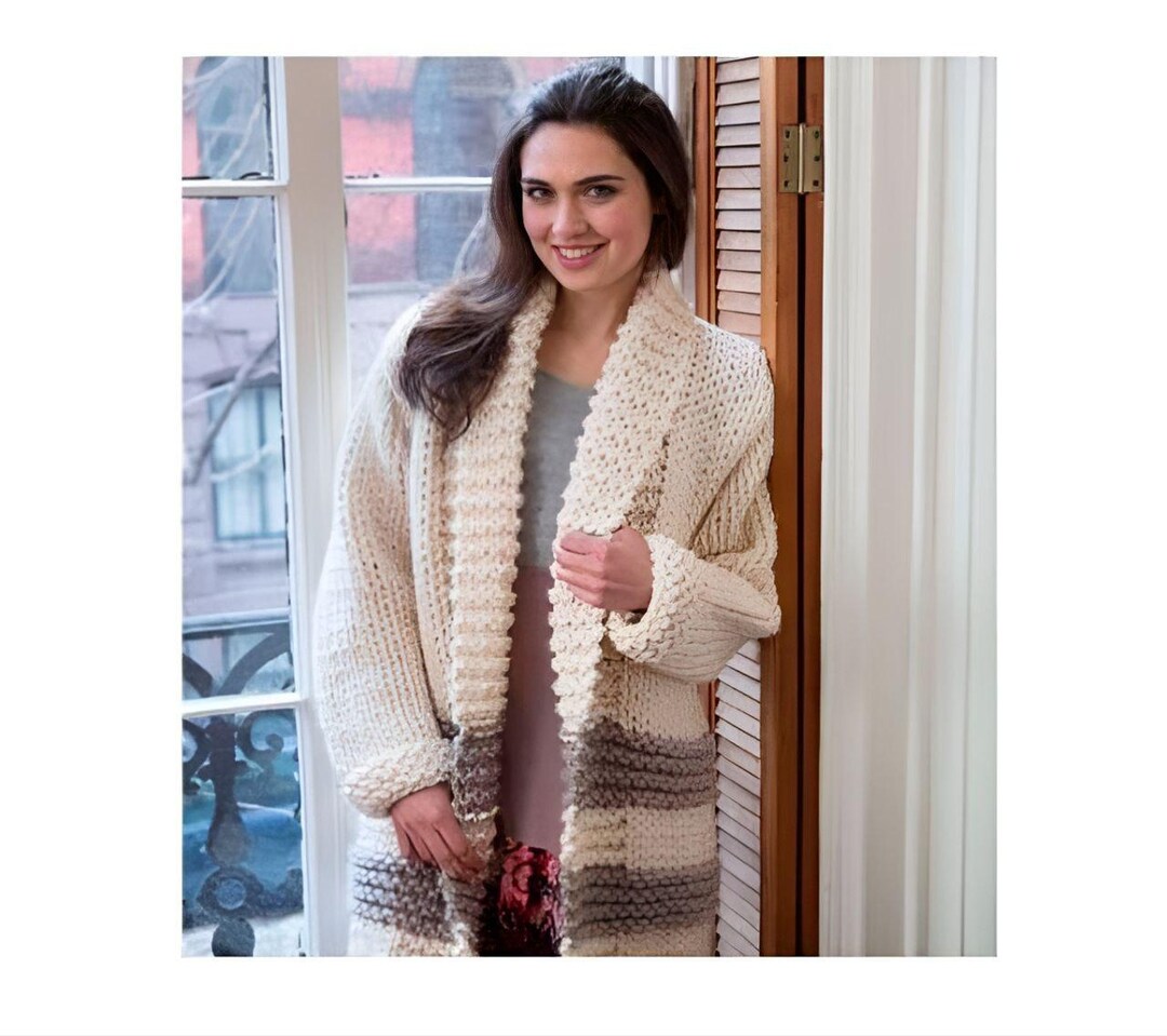 Chunky Knit Cardigan Pattern: Easy Bulky Knit (PDF) - Etsy UK