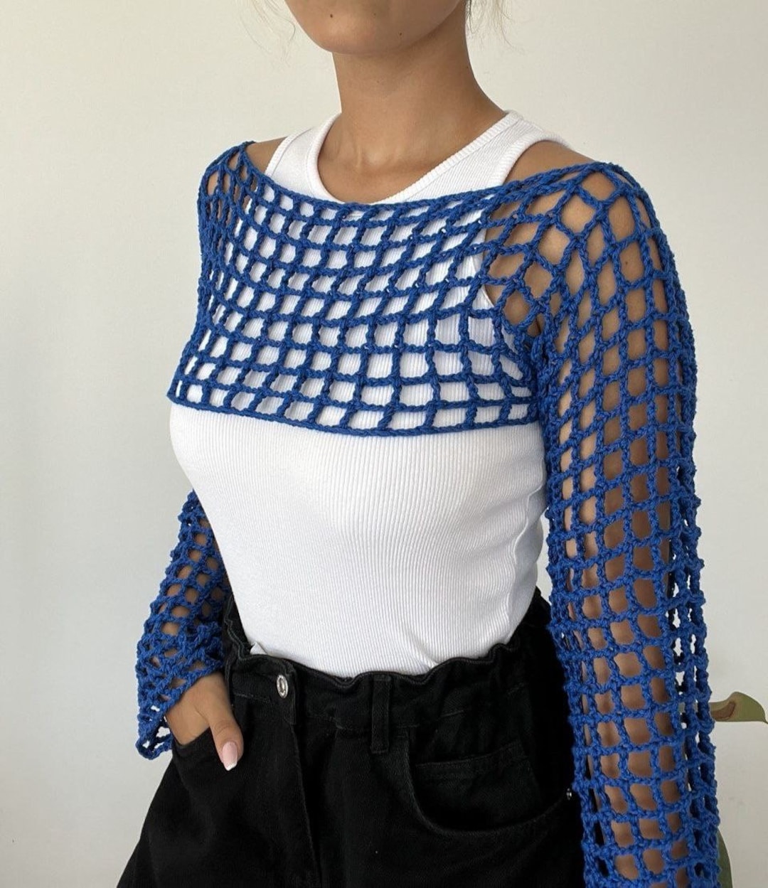 Mesh Top, Large Mesh Top, Crochet Mesh Top Pattern, Crop Mesh Sweater ...