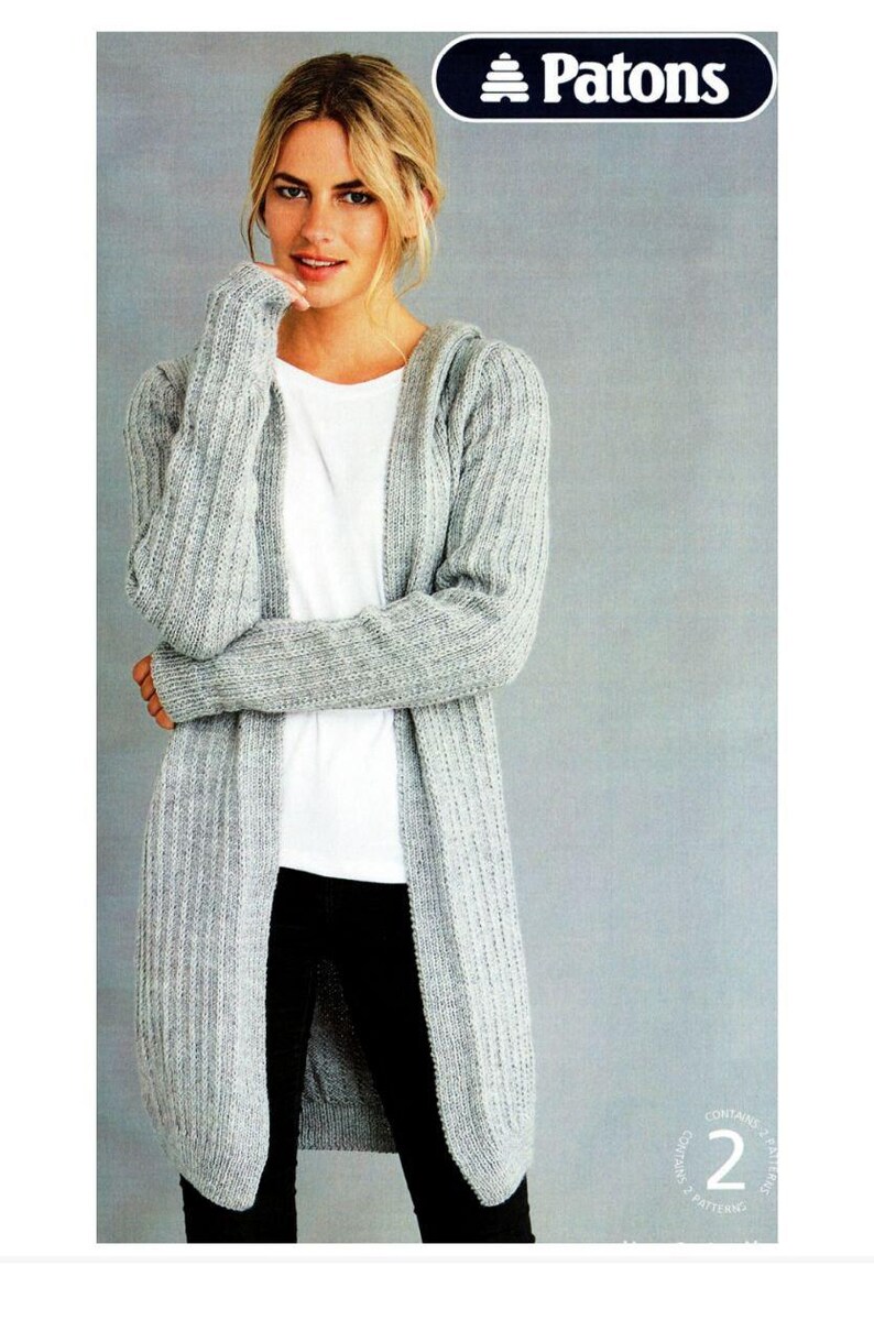 Hooded Long Cardigan Knitting Pattern: Women's Coat (PDF Download) - Etsy