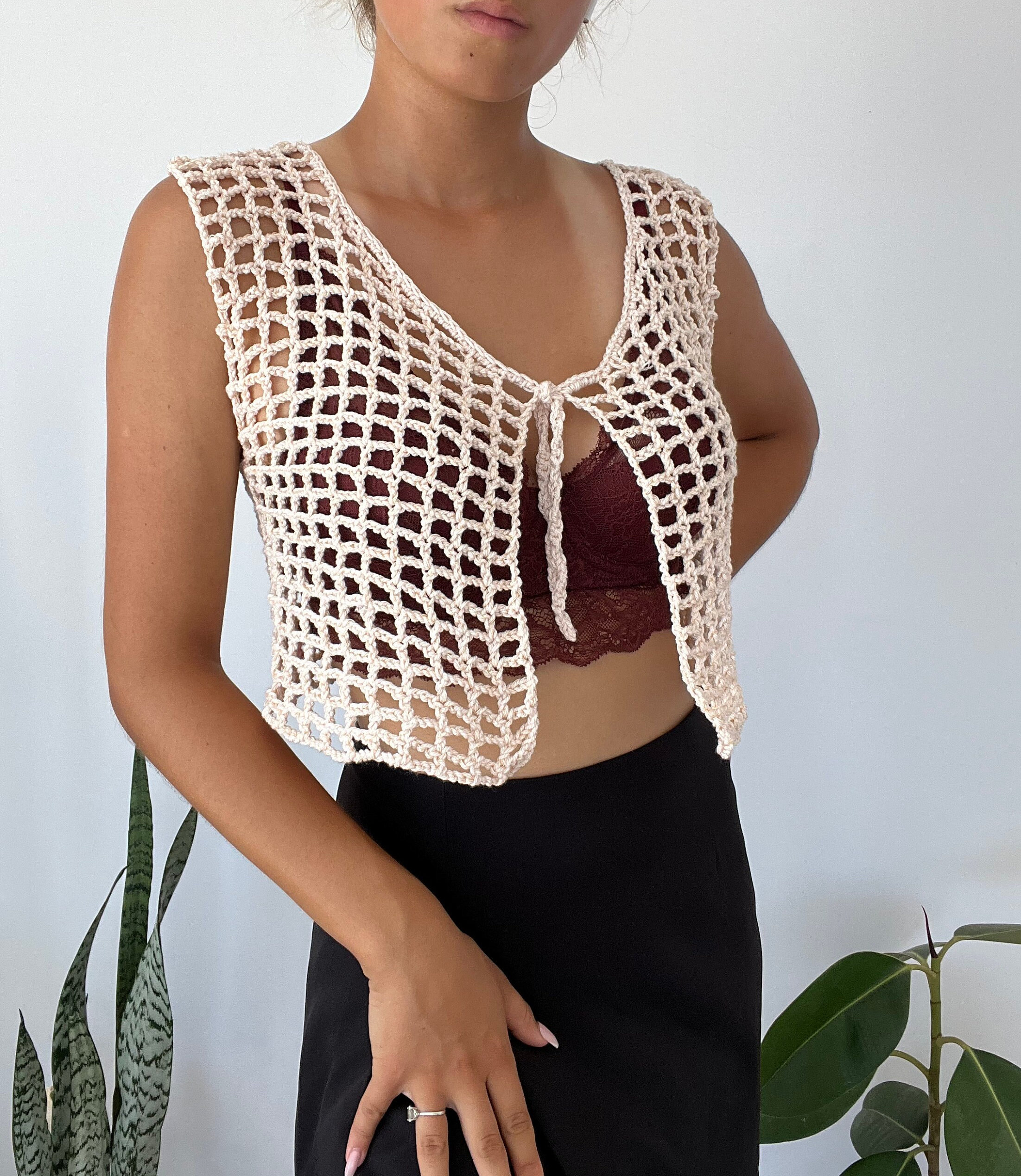 Crochet Mesh Top Pattern, Beginner Sleeveless Vest (PDF Pattern) - Etsy