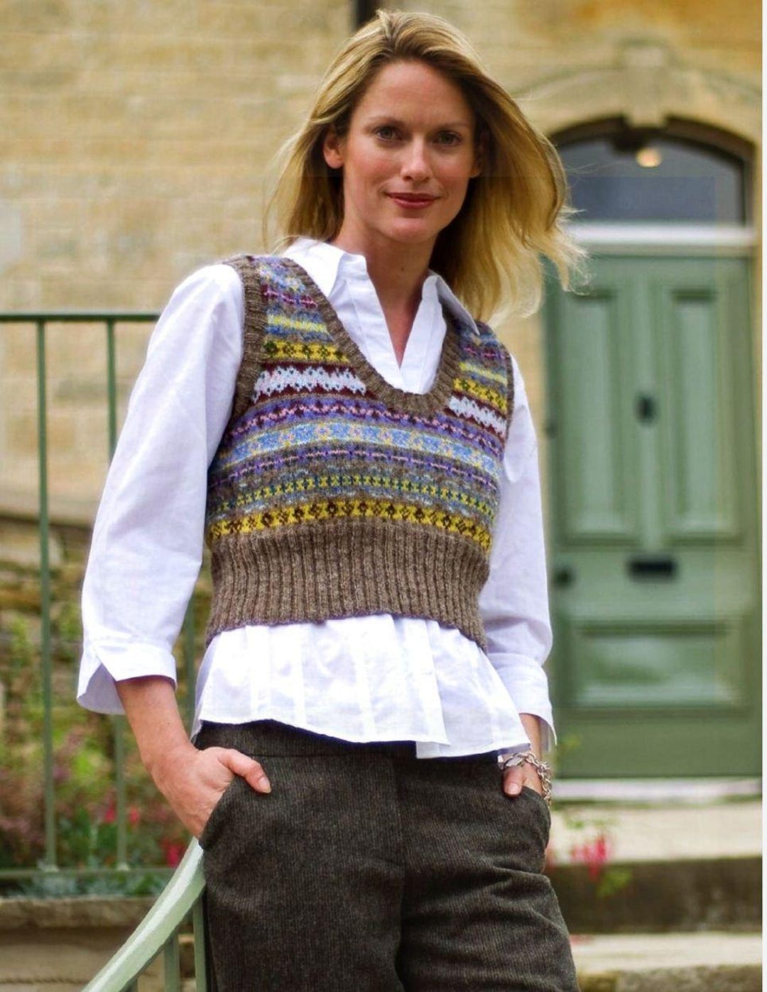Vest Knitting Pattern, Colored Vest Waistcoat Knitting Pattern, Cropped ...