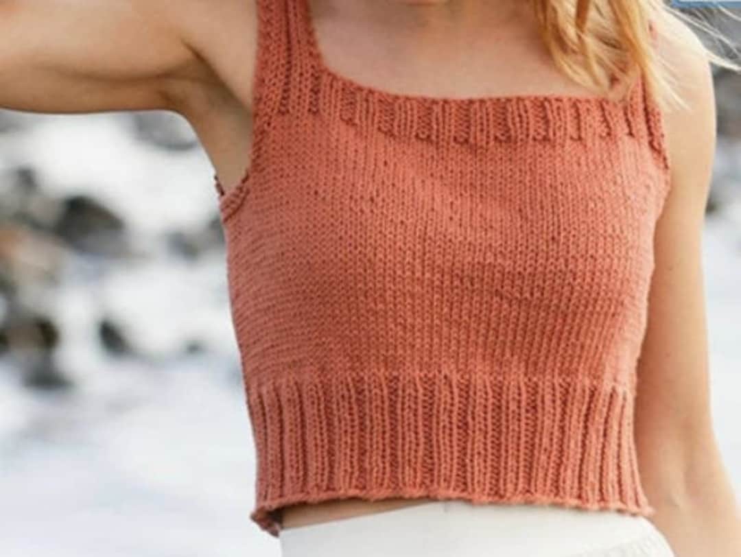 Easy Knit Crop Top Pattern: Sleeveless Summer Vest (PDF Pattern) - Etsy