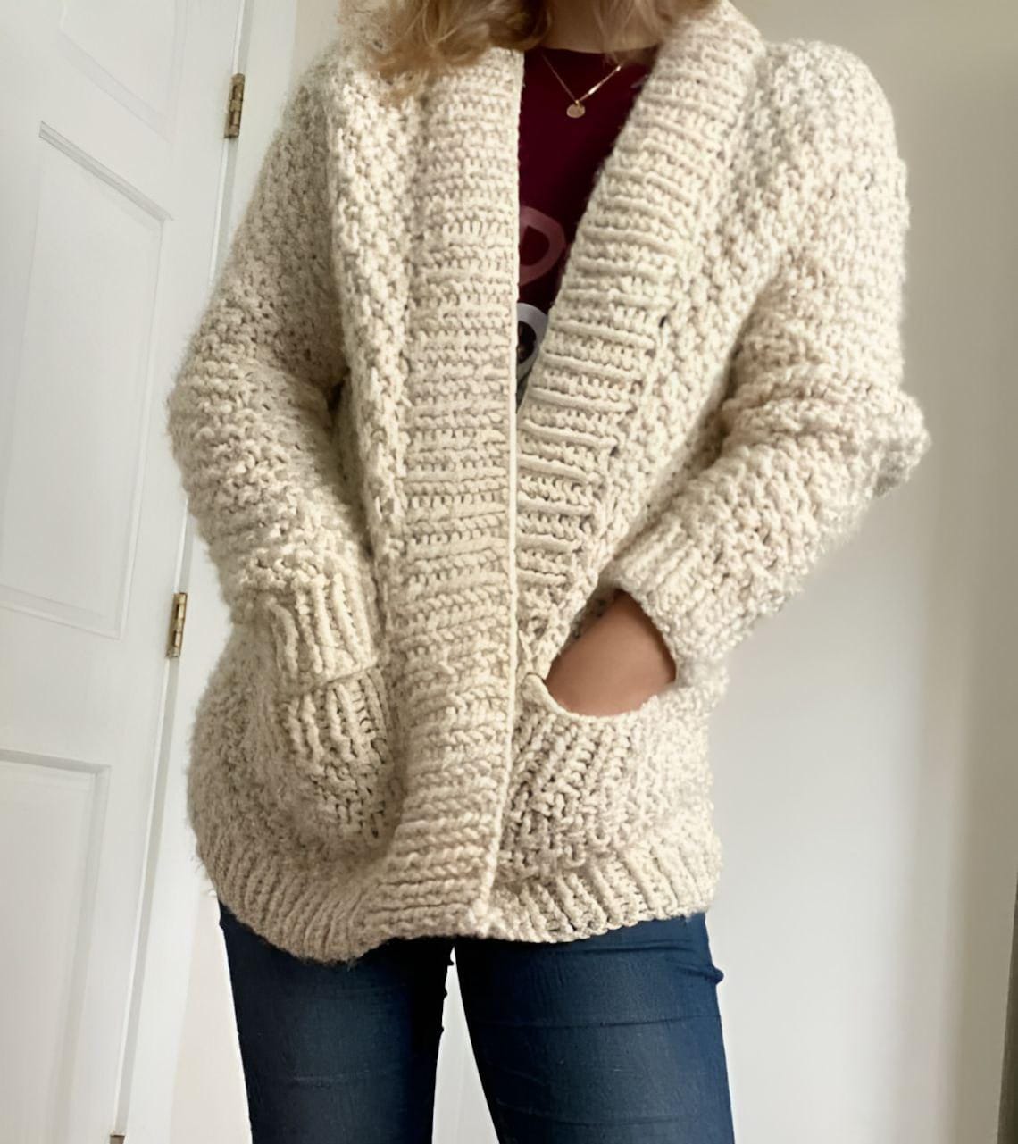 Easy Knit Cardigan Pattern: Women's Sweater With Pockets (PDF) - Etsy