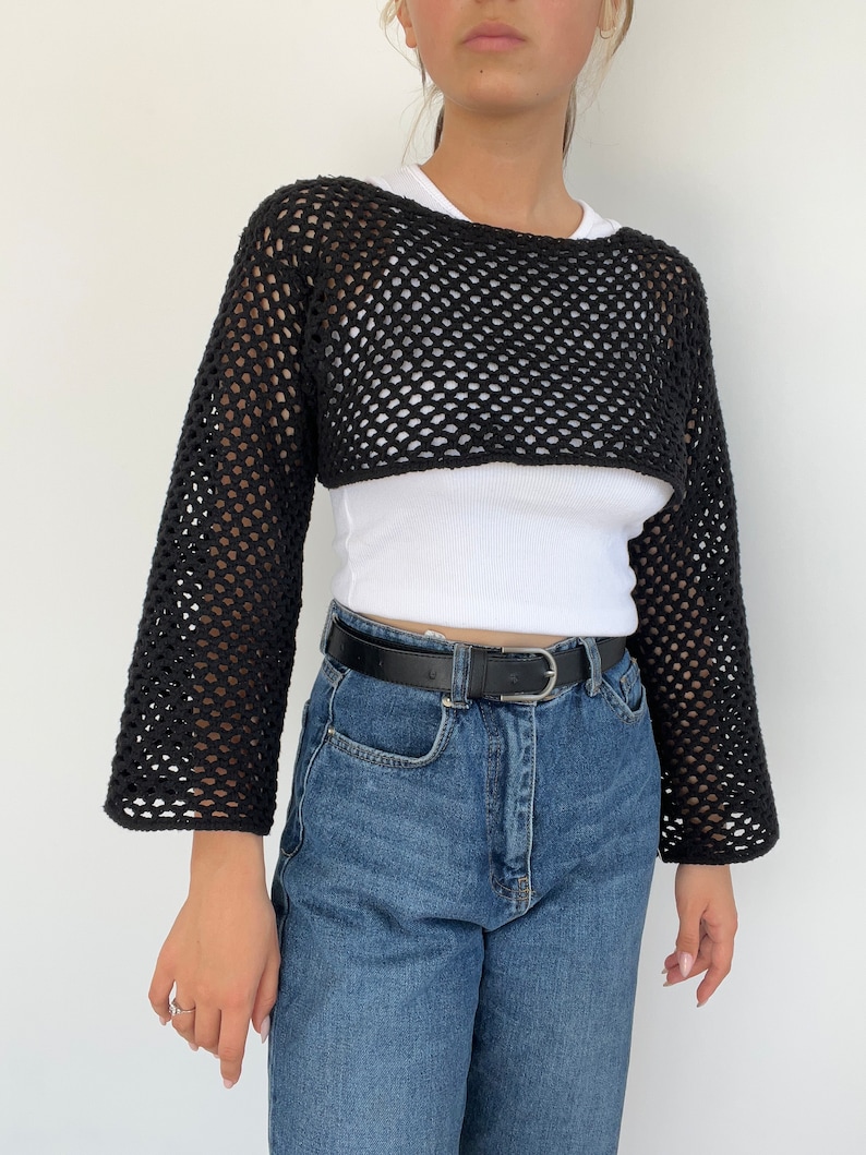 Crochet Mesh Top Pattern Mesh Sweater Crop Sweater Mesh - Etsy