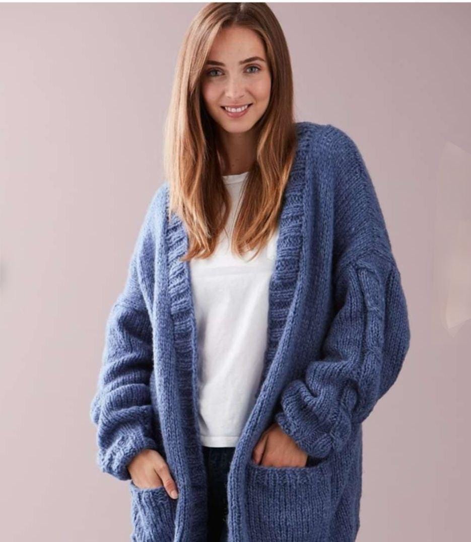 Chunky Long Cardigan Knitting Pattern (PDF) - Etsy