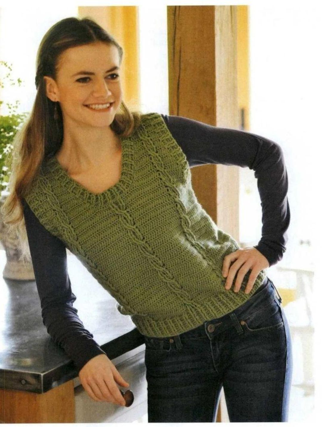 Chunky Cable Vest Crochet Pattern: Women's Waistcoat (PDF) - Etsy UK