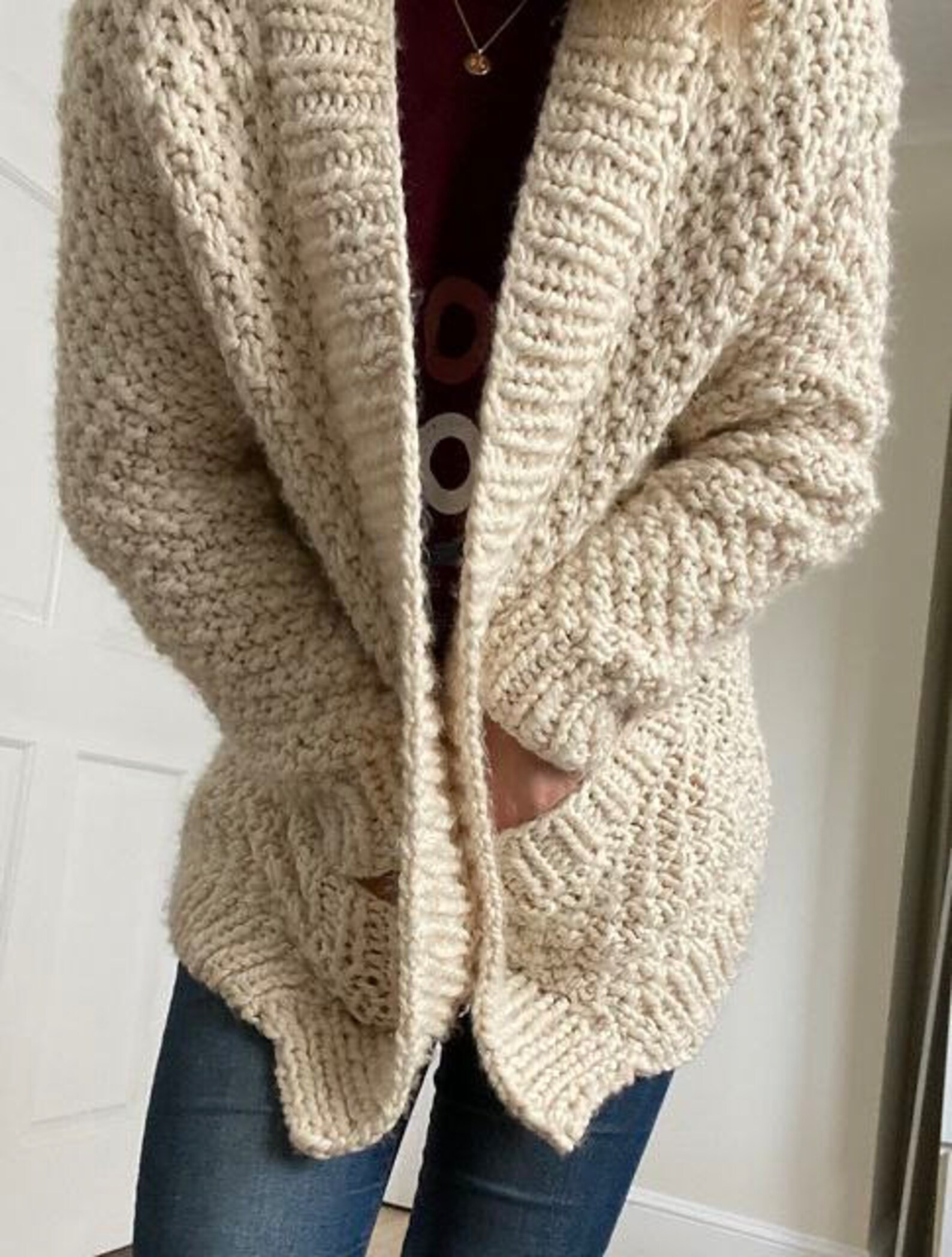 Easy Knit Cardigan Pattern: Women's Sweater With Pockets (PDF) - Etsy