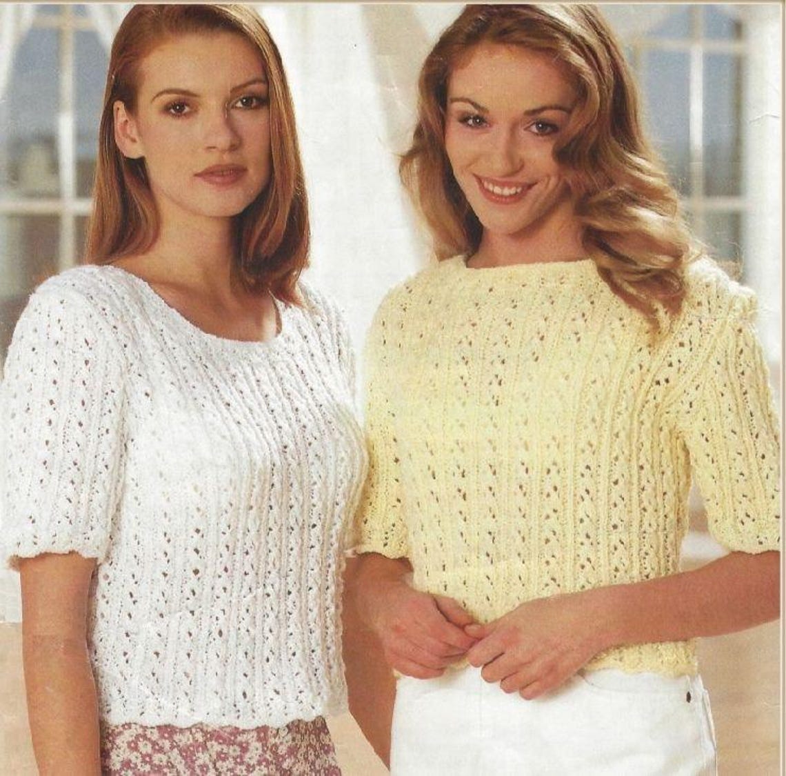 Lace Knit Top Pattern: Easy Short Sleeve Sweater (PDF Download) - Etsy