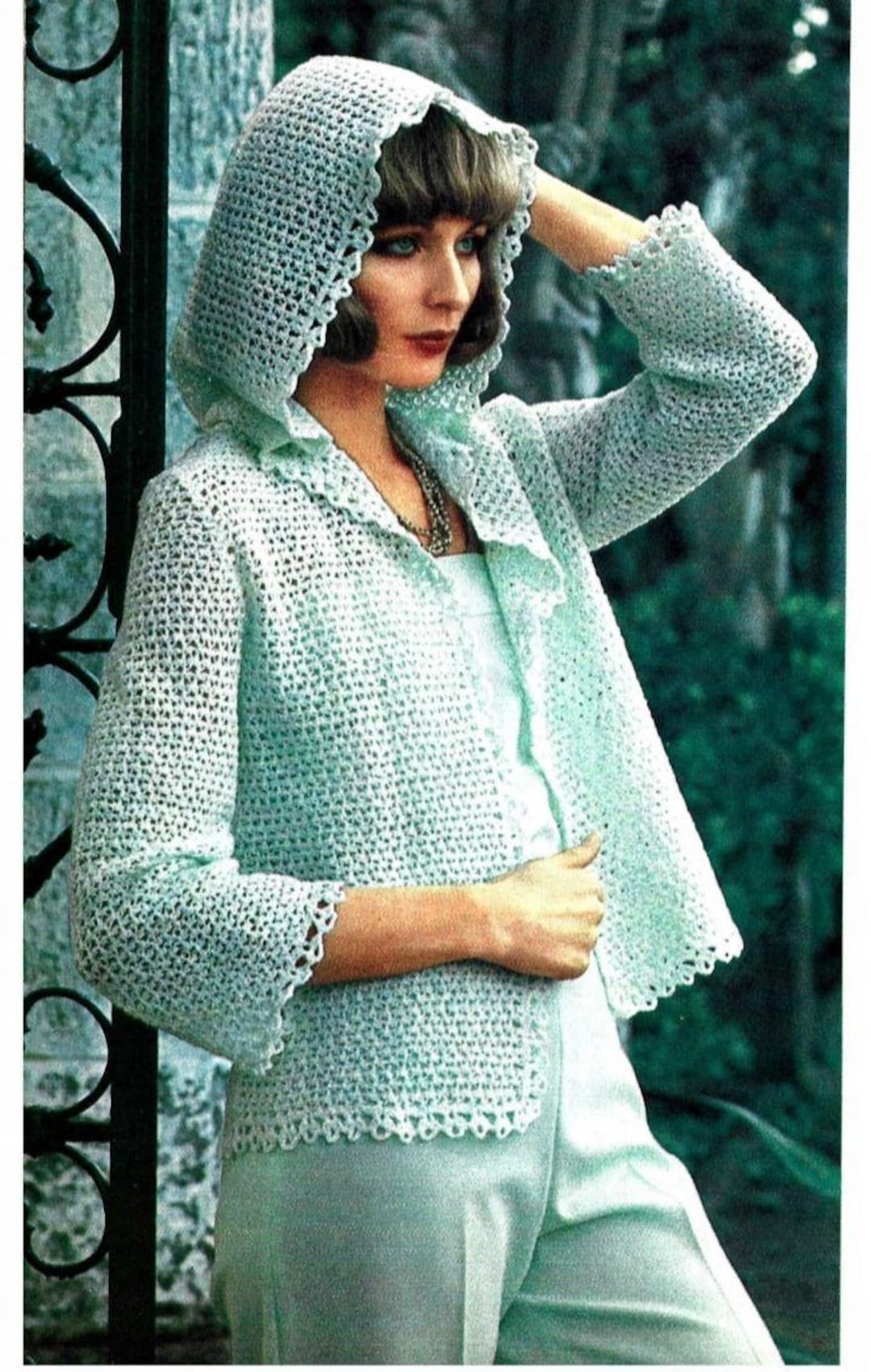 Crochet Mesh Cardigan Jacket Pattern Hooded Summer Cardigan, Women ...