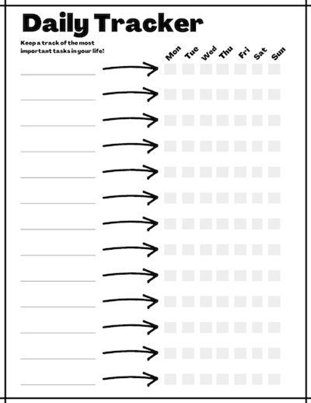 Basic Daily Tracker - Printable PNG - Etsy