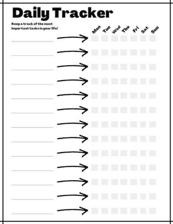 Basic Daily Tracker Printable PNG | Etsy