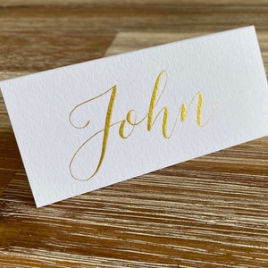 Handwritten Place Names Gold Calligraphy Wedding Place Cards Gold Ink ...