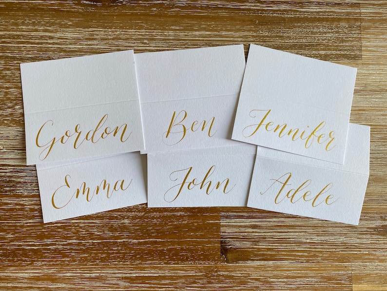 Place Cards / Handwritten Calligraphy /white & Gold - Etsy UK