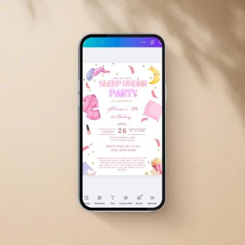 Editable Sleep Under Birthday Invitation| Sleepover Birthday Invite ...