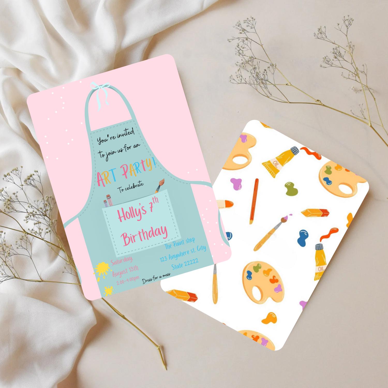 Art Birthday Party Invitations | Paint Party Invite | Editable Canva ...