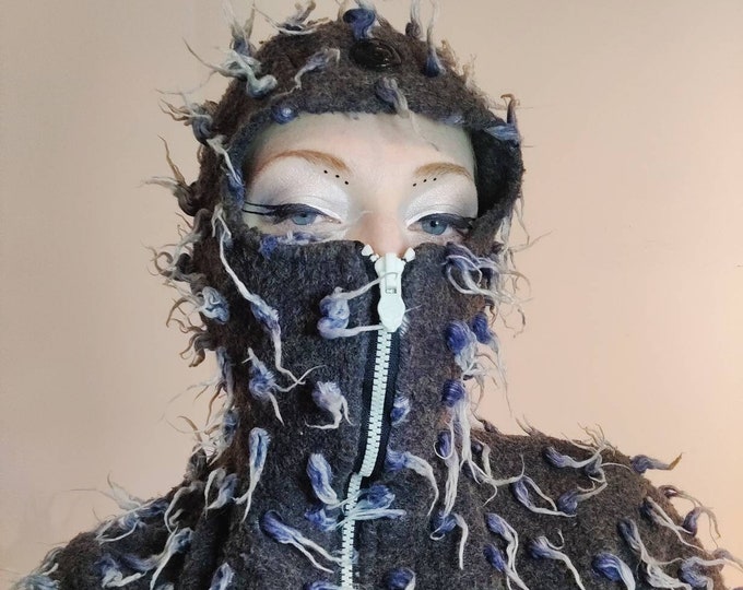 Y2K Old School Cyberdog Cyber Goth Raver Dark Blue Grey Sperm Jacket M ...