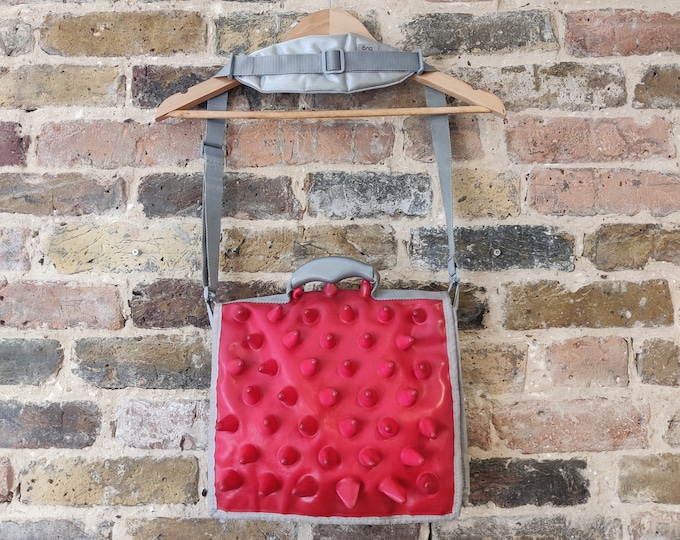 Craig Morrison Bug Bag Silver Red Pink Latex Rubber Spike DJ Messenger ...