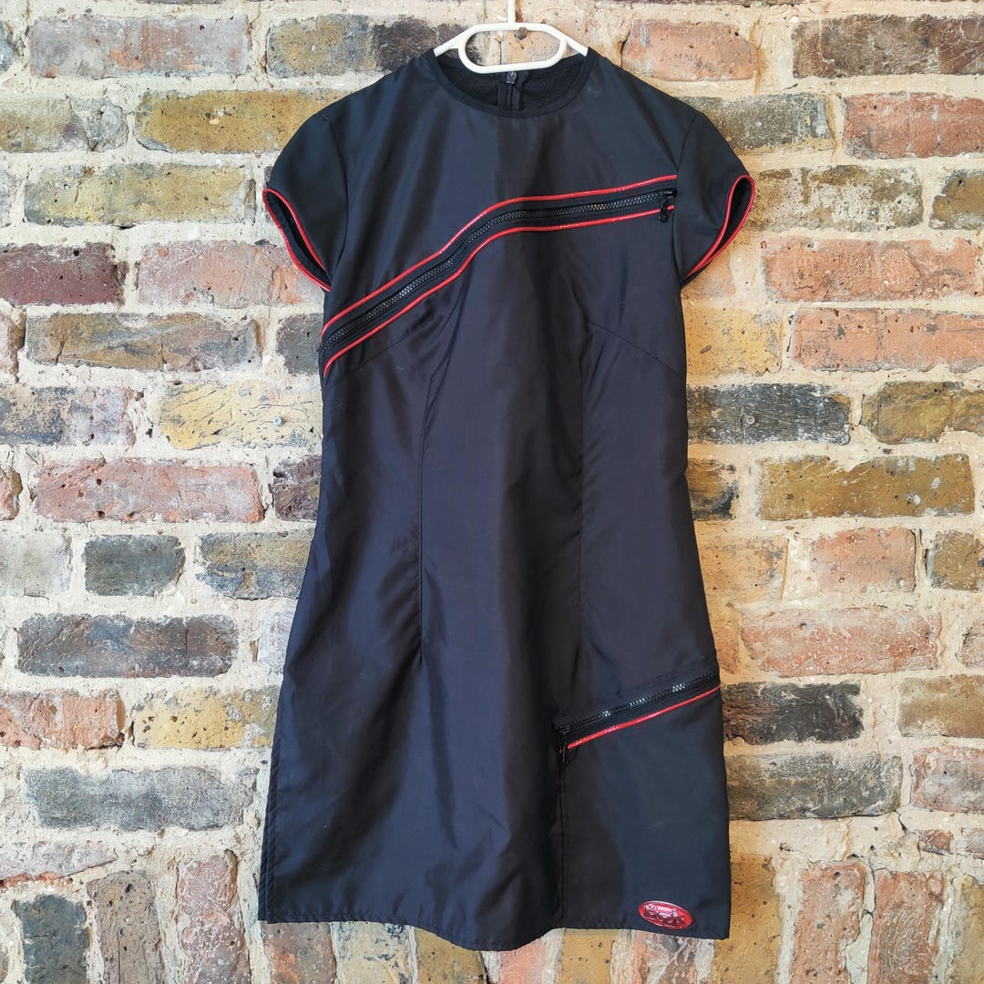 Vintage Y2K BOK Black Red Reflective Mini Dress Cyber Goth Rave - Etsy