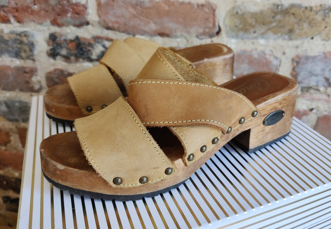 Y2K Candie's Wood Platform Leather Sandals - Etsy