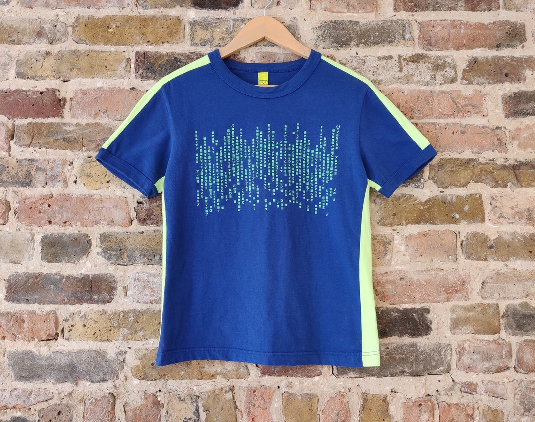 Y2K Cyberdog Blue Yellow Matrix Print T Shirt Size Medium - Etsy