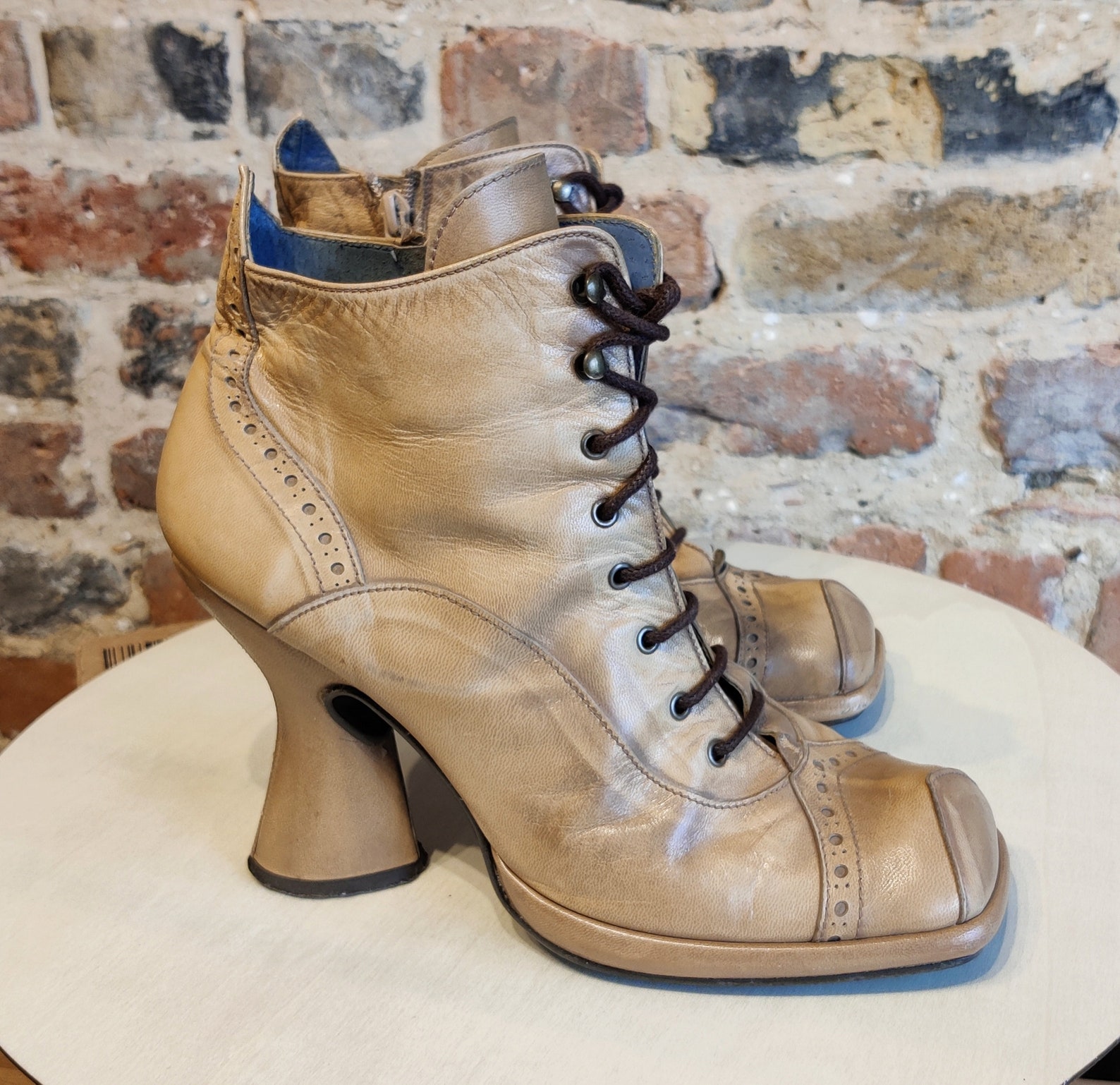 Vintage Shelly's Tan Beige Brown Victorian Style Witchy Ankle Boots - Etsy