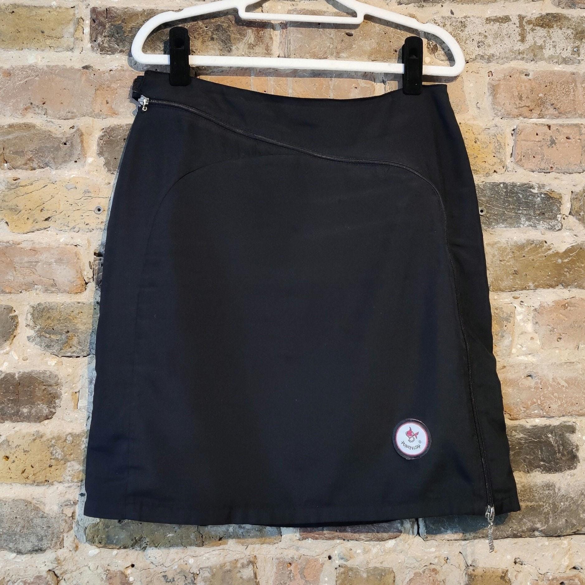 Y2K Early 2000s Punkyfish Black Asymmetric Zip Zipper Cyber Goth Mini ...