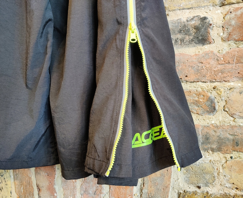 Macgear Macgirl Vintage Huge Wide Mega Flares Black Neon Yellow UV ...