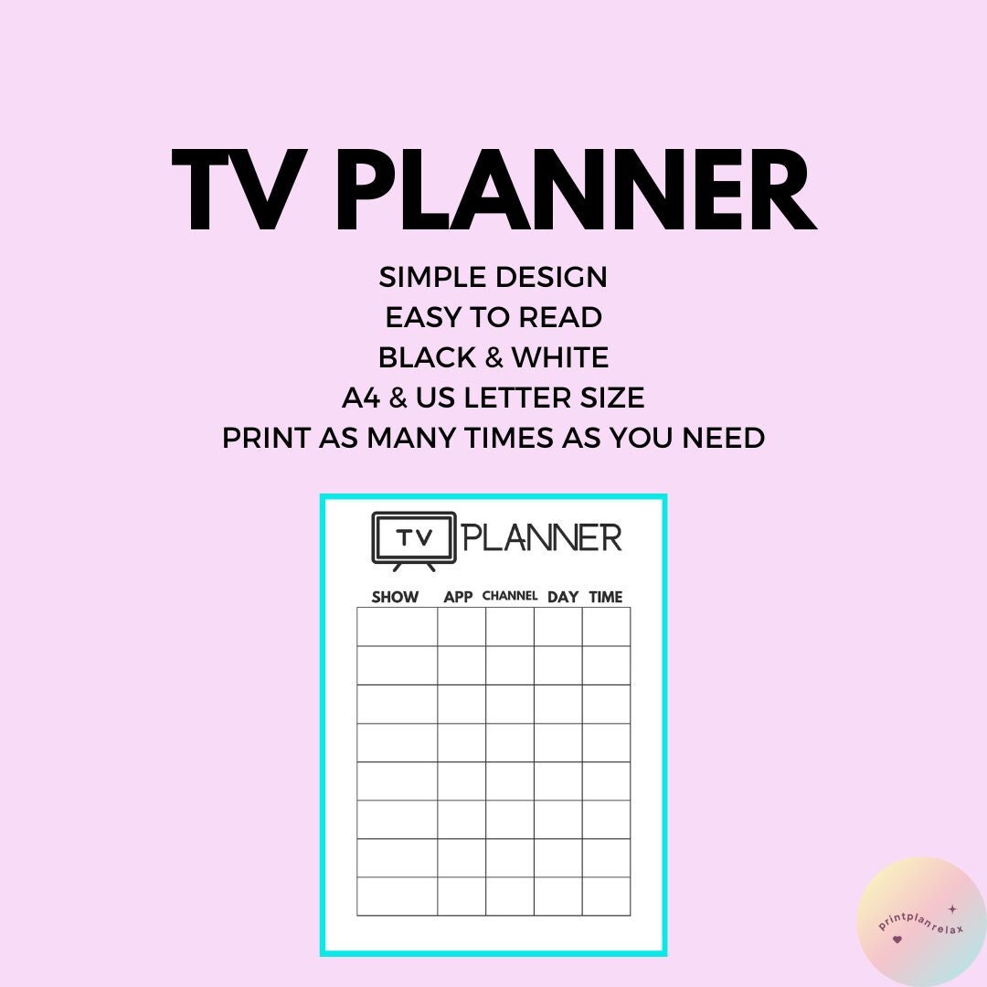 Printable TV Planner - Etsy